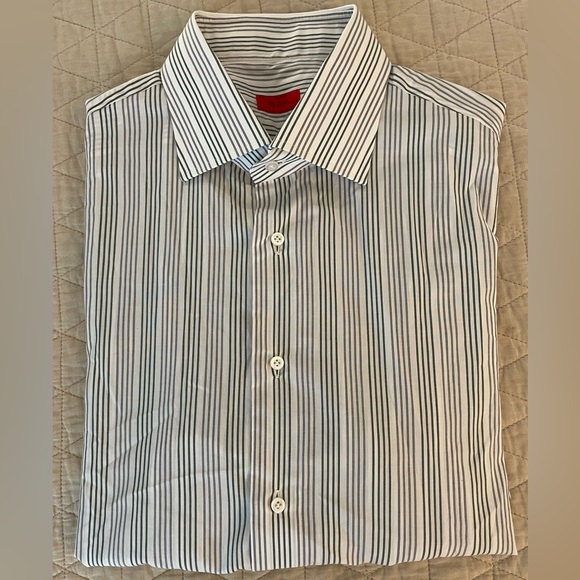 Isaia | Shirts | Isaia Alternating Quad Stripe Spread Collar Dress Shirt Size 7 12 795 | Poshmark